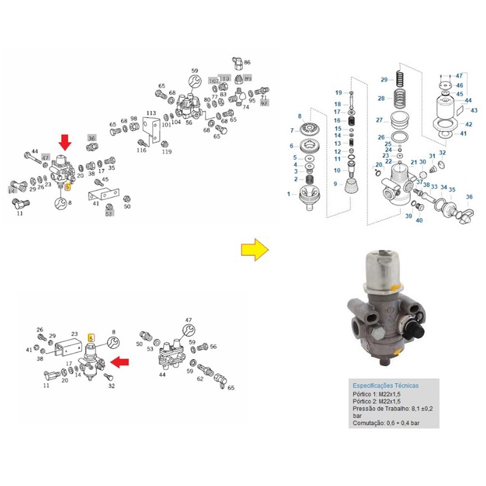 Valvula Reguladora Pressao Mercedes Benz 1518 1618 I78209 Knorr 0014310006