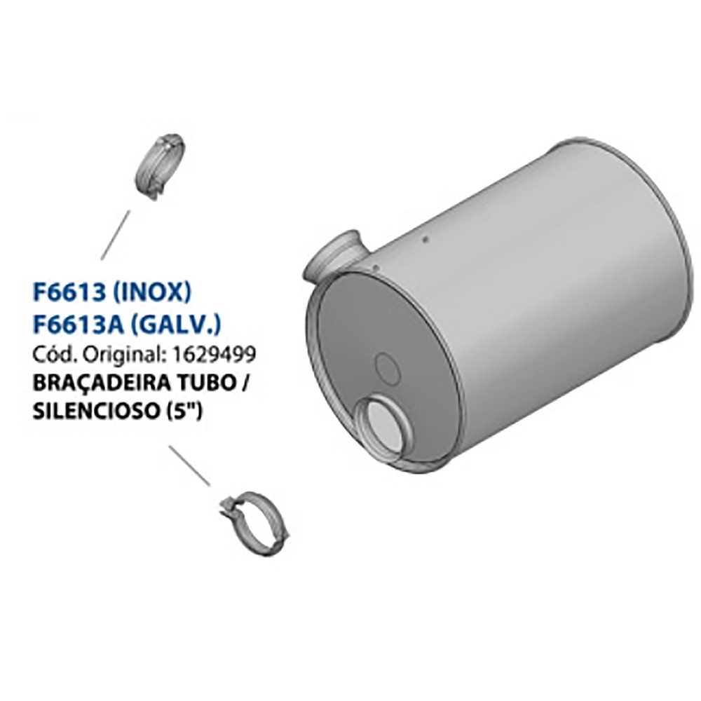 Bracadeira Escape Volvo FH FN NH FM Catalisador Silencioso 5 Inox F6613 ...