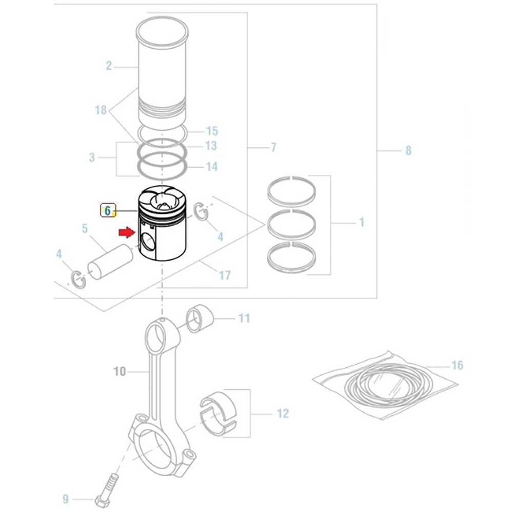 Pistao Motor International 4700 Dt466 Dt530 Std 1822098C3
