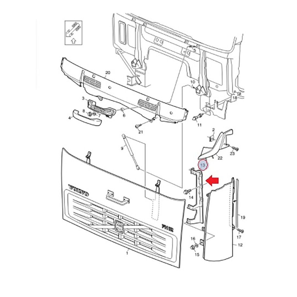 Suporte Coluna Grade Capo Volvo FH 2004 A 2014 20731735