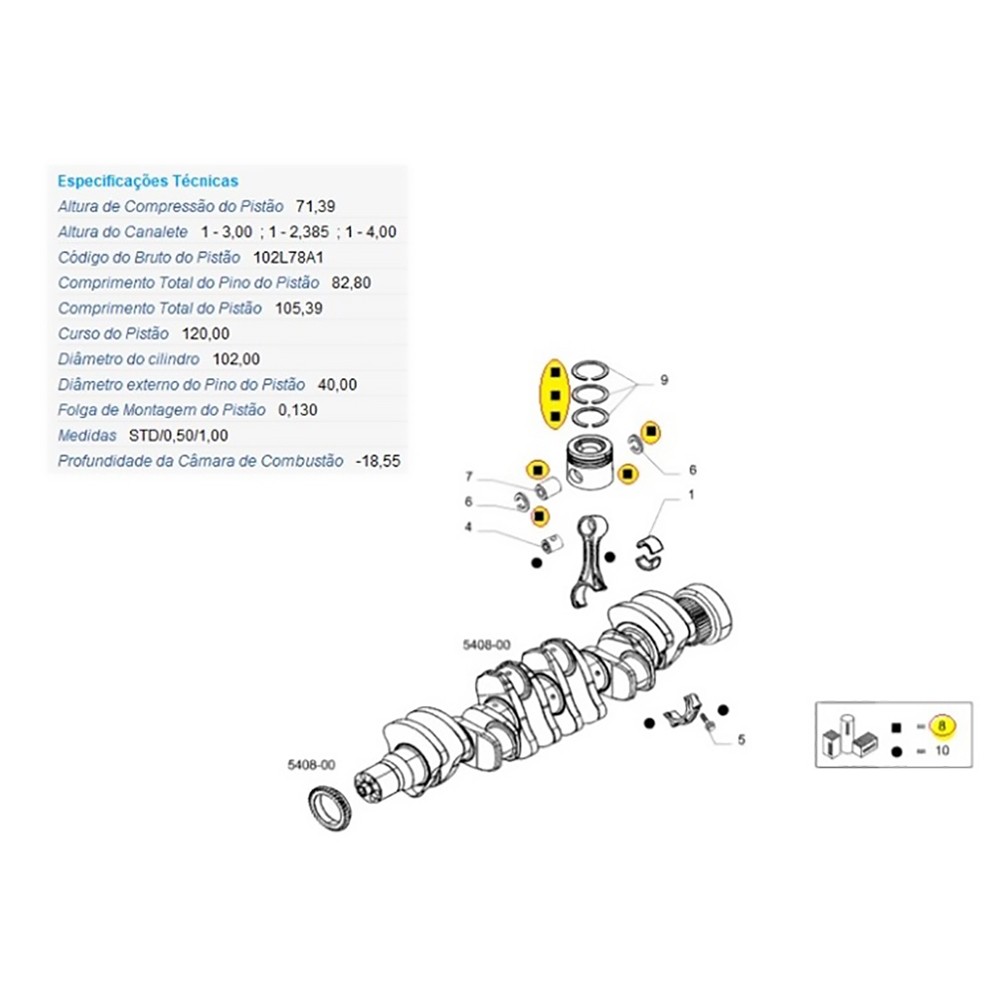 Pistao Motor Standart Tector Eurocargo 170E22 170E24 2996853