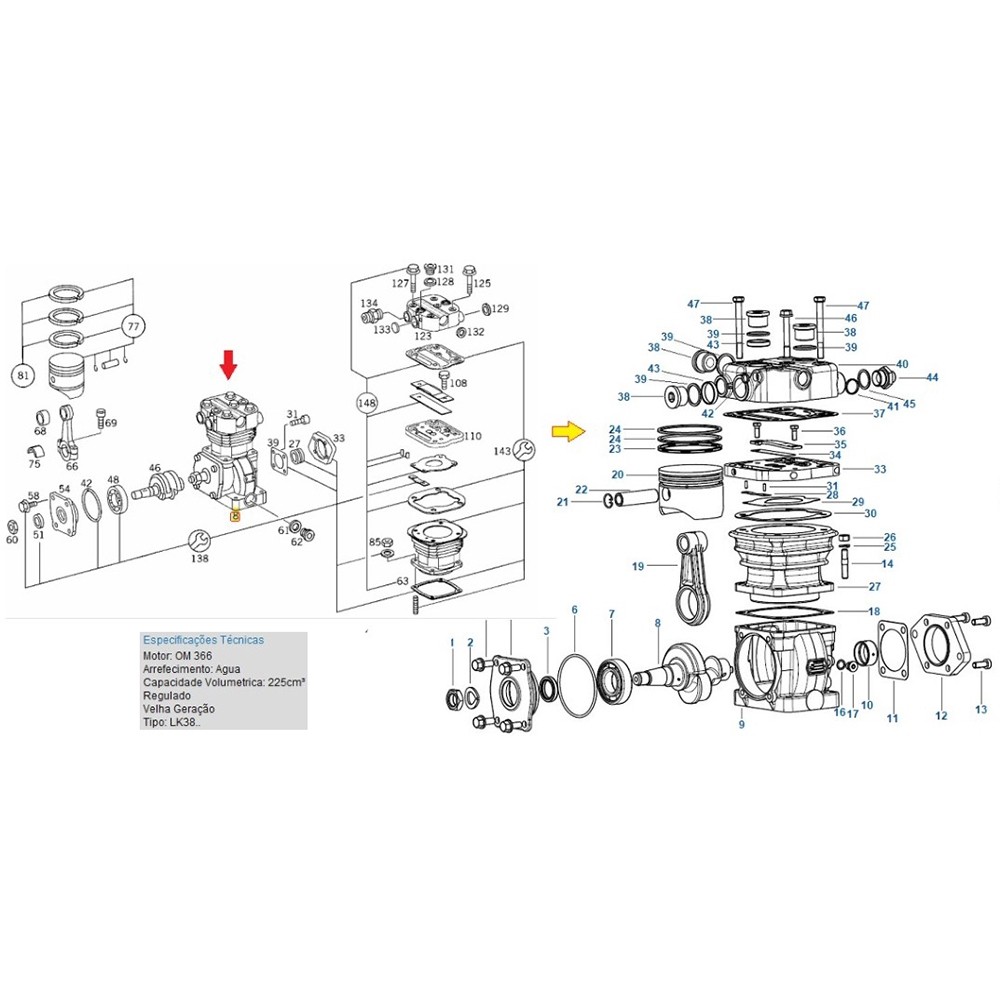 Compressor Ar Mercedes Benz OM366 L1620 A Agua 3761317401