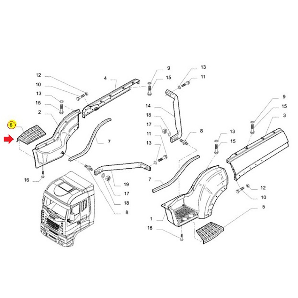 Pisante Estribo Cabine Iveco Lado Direito 504242345