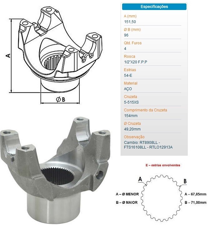 Flange Para Caixa Volks Iveco 54 Estrias 2U0311809