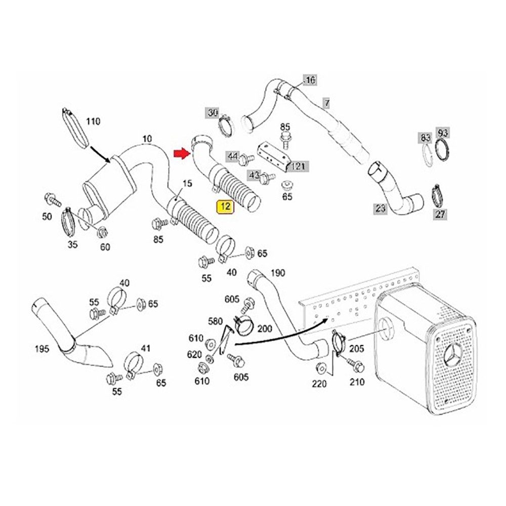 Cano Escape Mercedes Benz Axor 2544 2013 Inox 9414900265