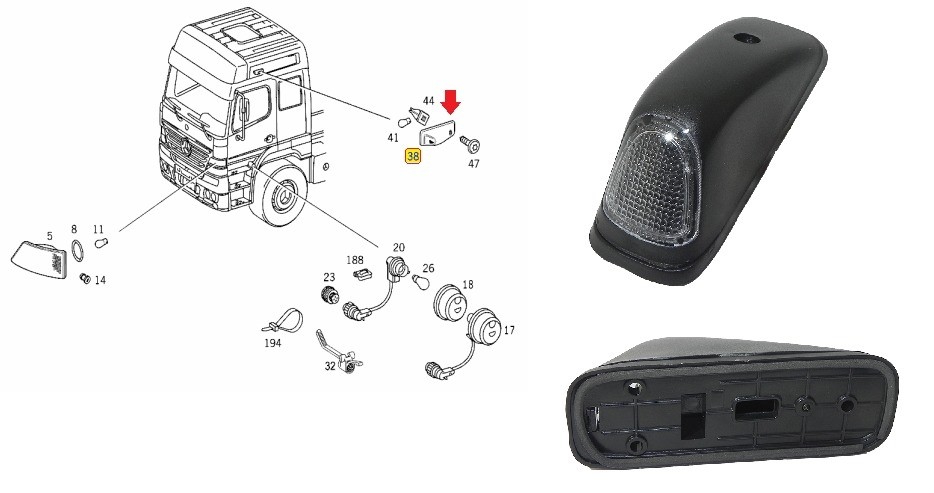 Lanterna Teto Mercedes 1938S Axor Atego Accelo LE 0028205056