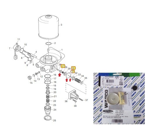 Reparo Valvula Secador Ar Scania TR124 4324109382 1407237